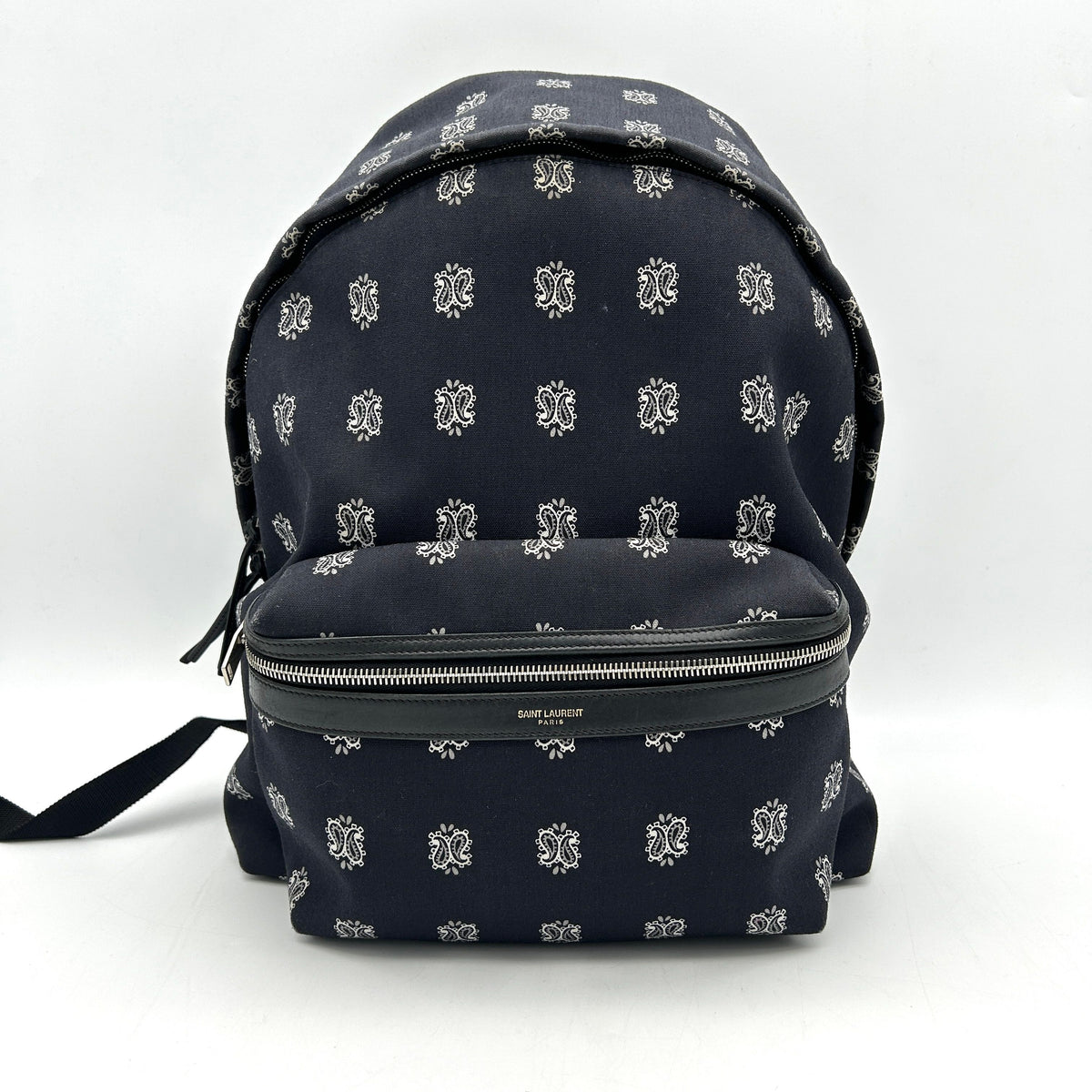 Pre-owned SAINT LAURENT Canvas Bandana Print City Backpack Black LA195 | ShopShops