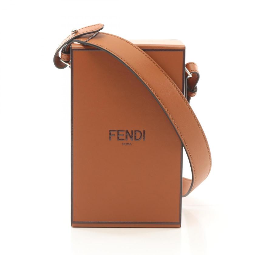 Pre-loved FENDI Box Shoulder Bag Leather Brown 963783 | ShopShops
